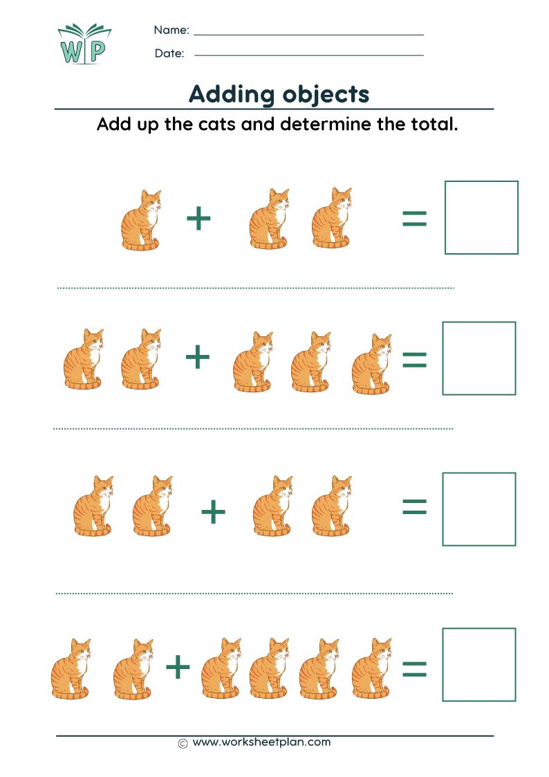 Adding Objects upto 10 » Worksheet Plan