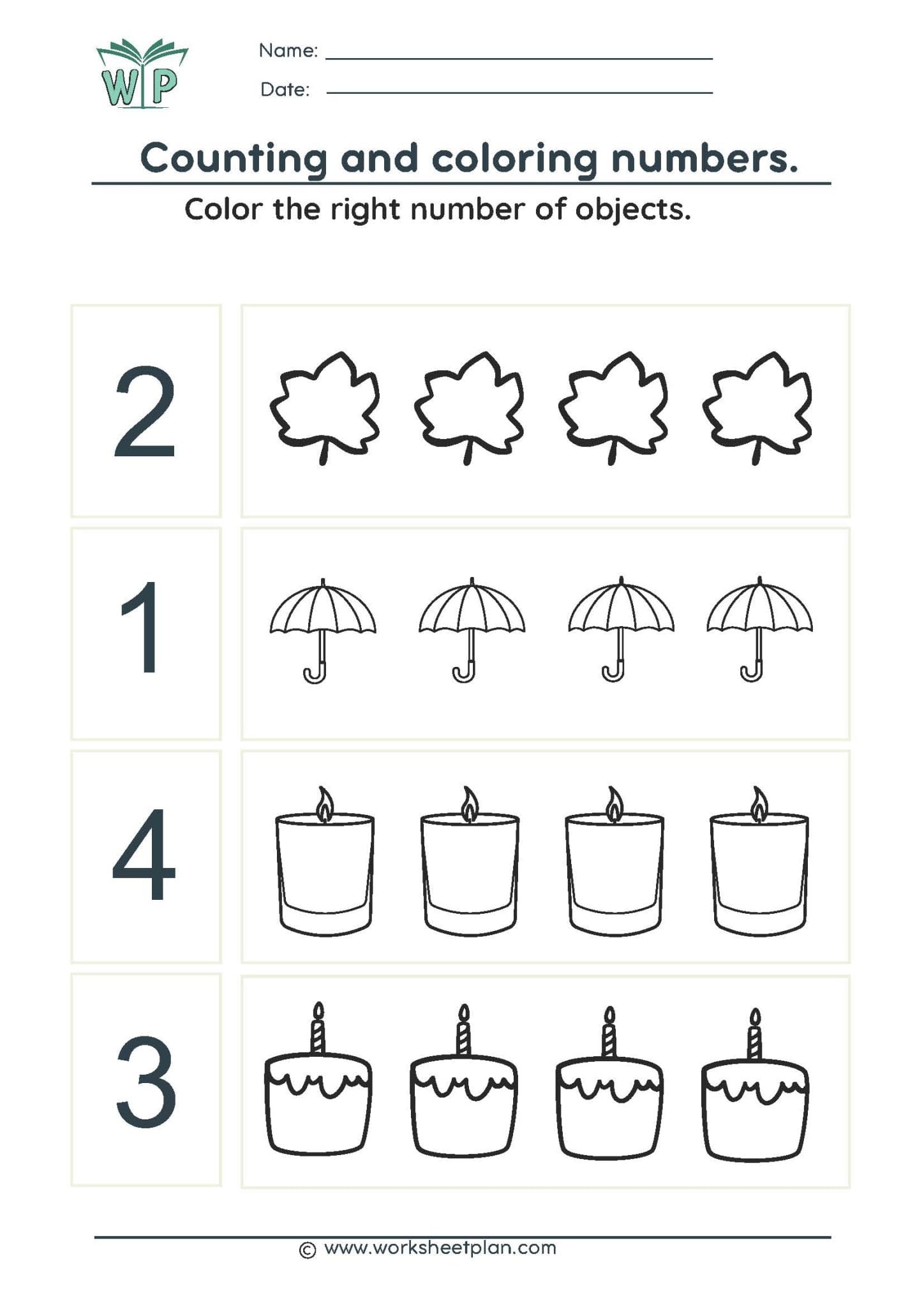 Counting and Color » Worksheet Plan