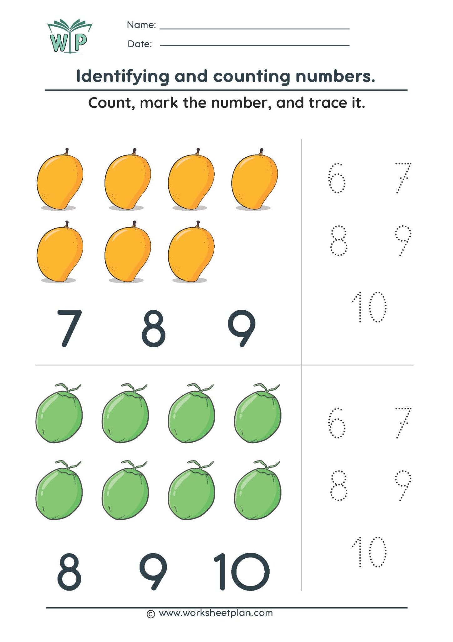 Identifying and counting numbers » Worksheet Plan