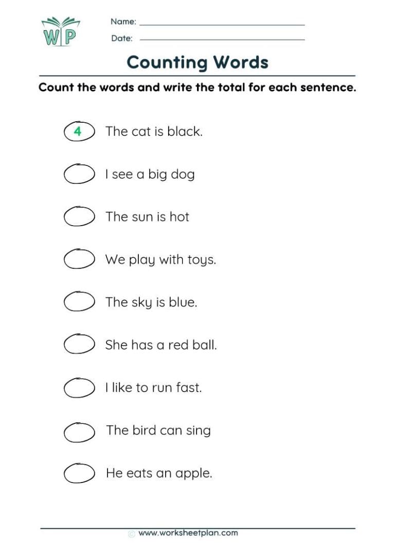 Counting Words » Worksheet Plan