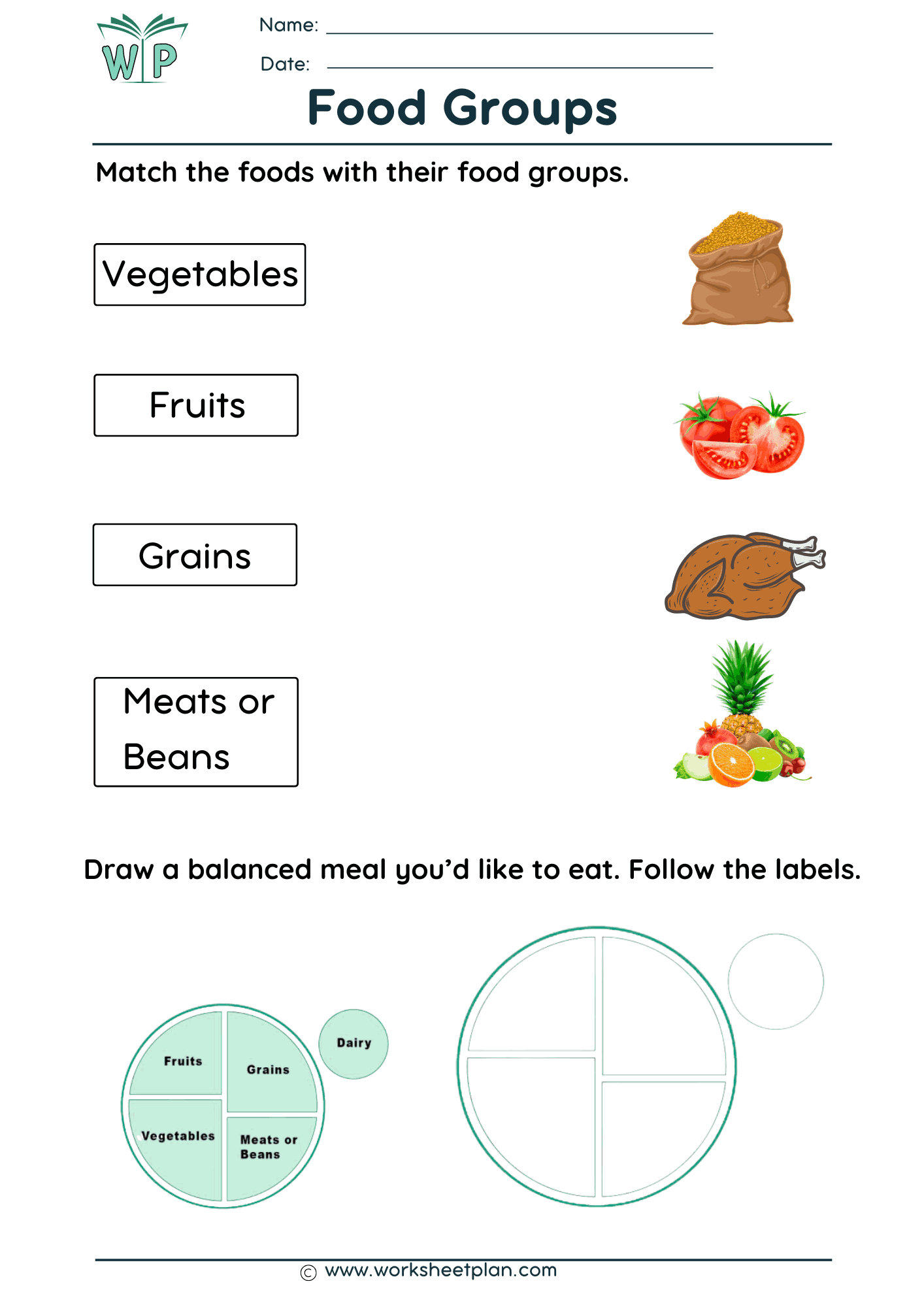 5 Food Groups Worksheets » Worksheet Plan