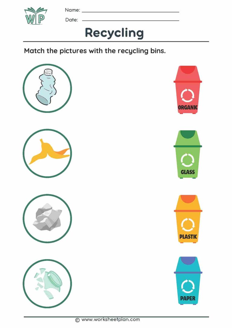 Recycling Bins Worksheets » Worksheet Plan