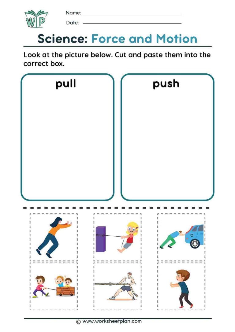 Kindergarten Force and Motion Worksheets » Worksheet Plan