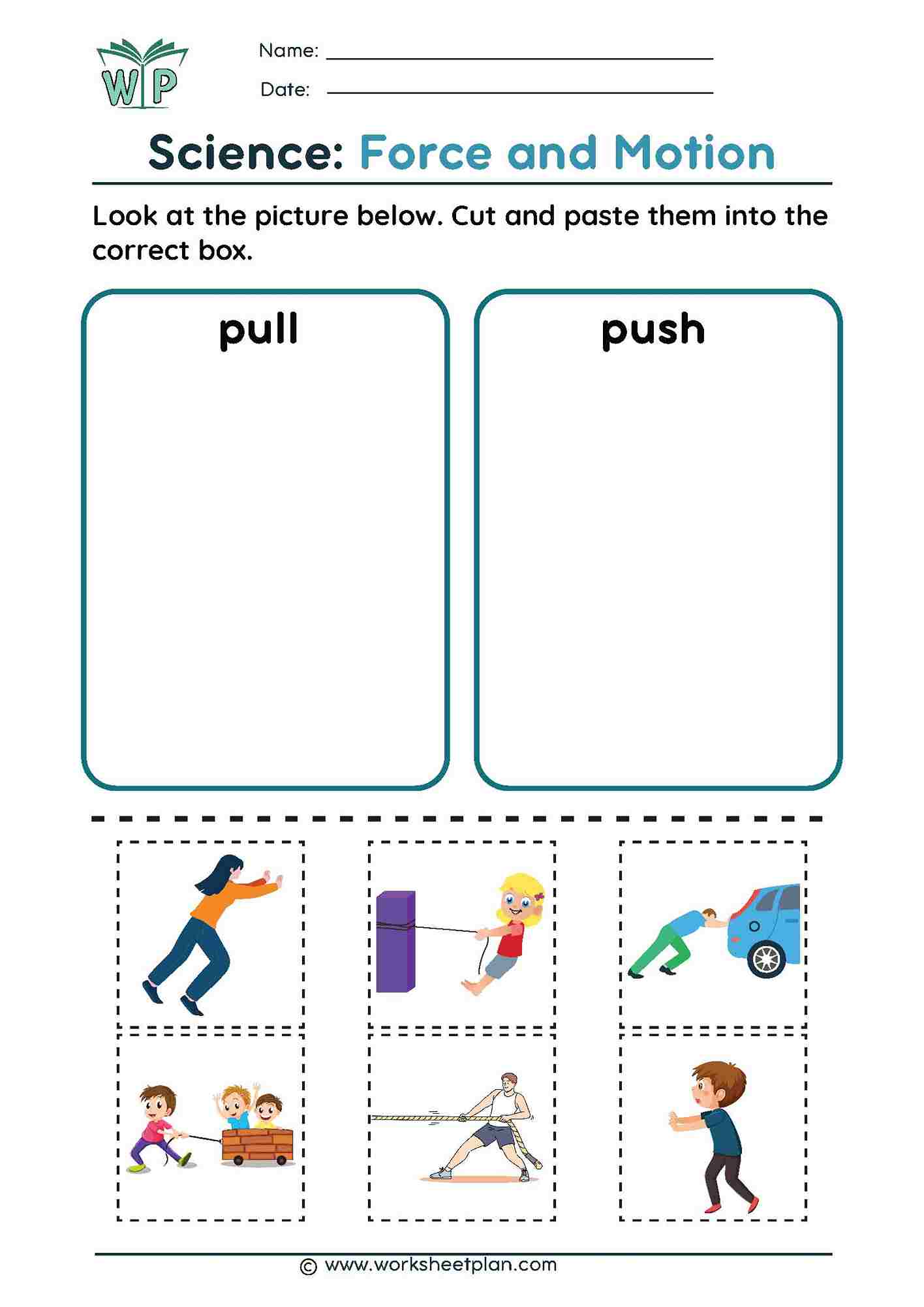 Kindergarten Force and Motion Worksheets » Worksheet Plan