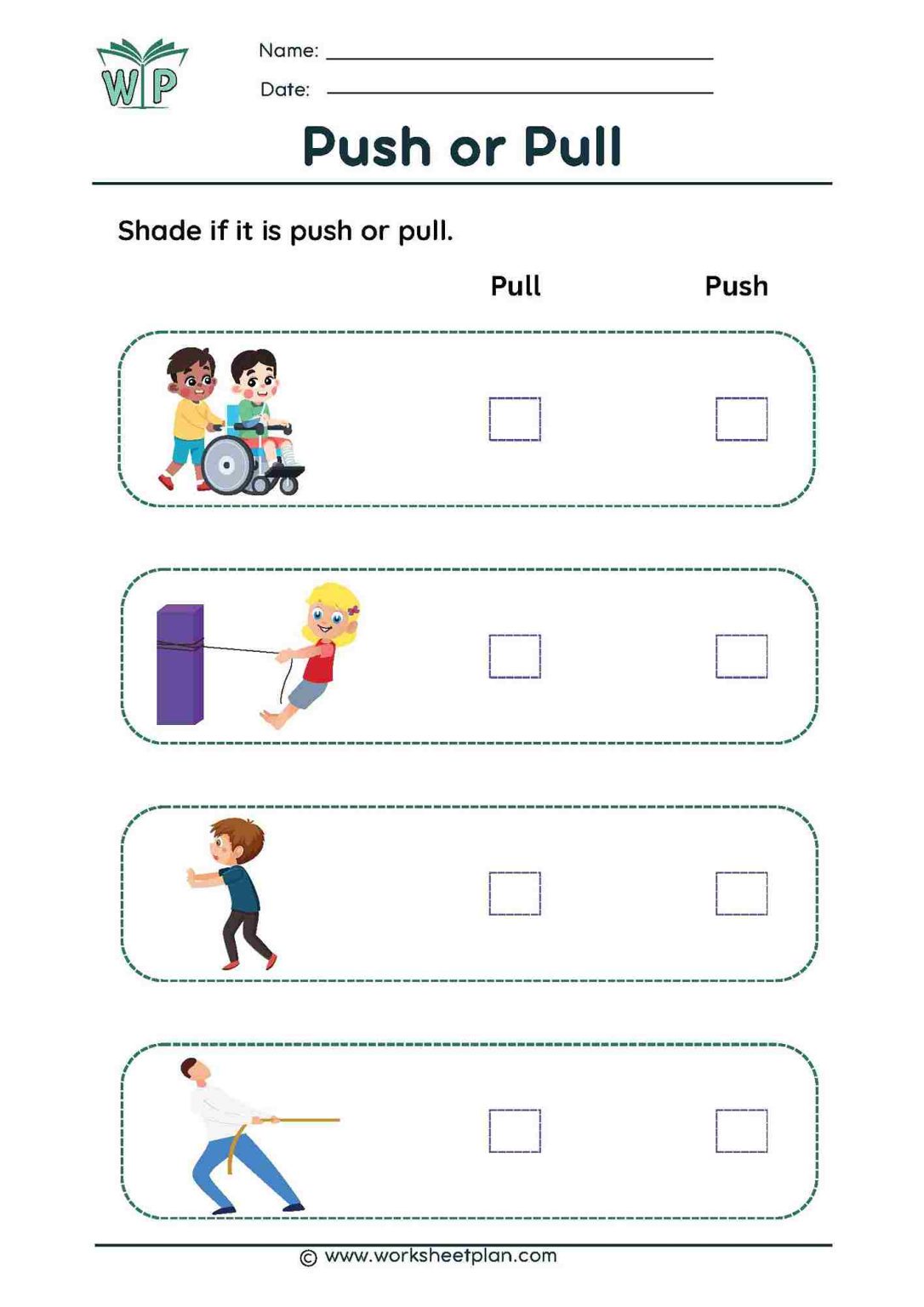 Push or pull worksheets » Worksheet Plan
