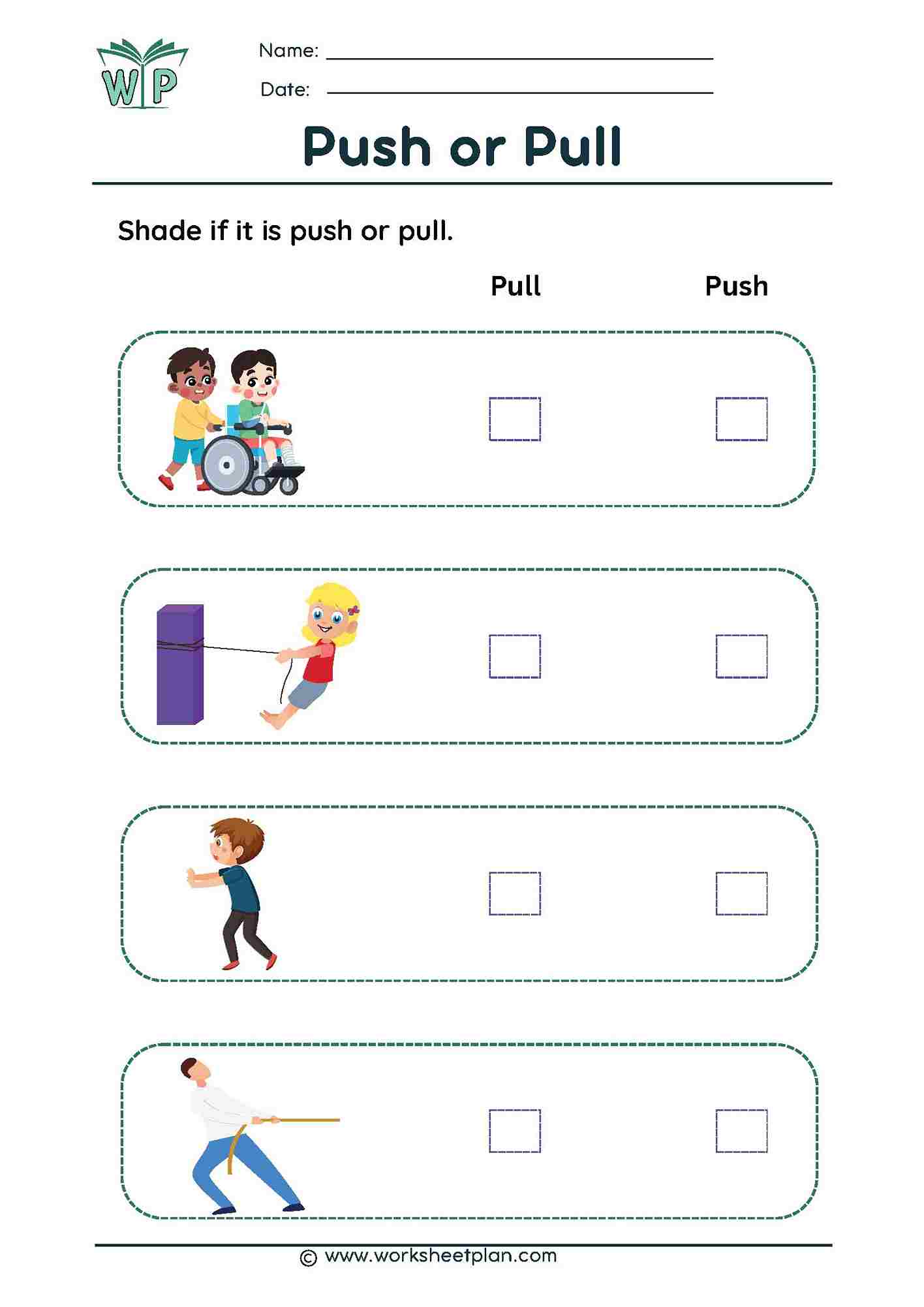 Push or pull worksheets » Worksheet Plan