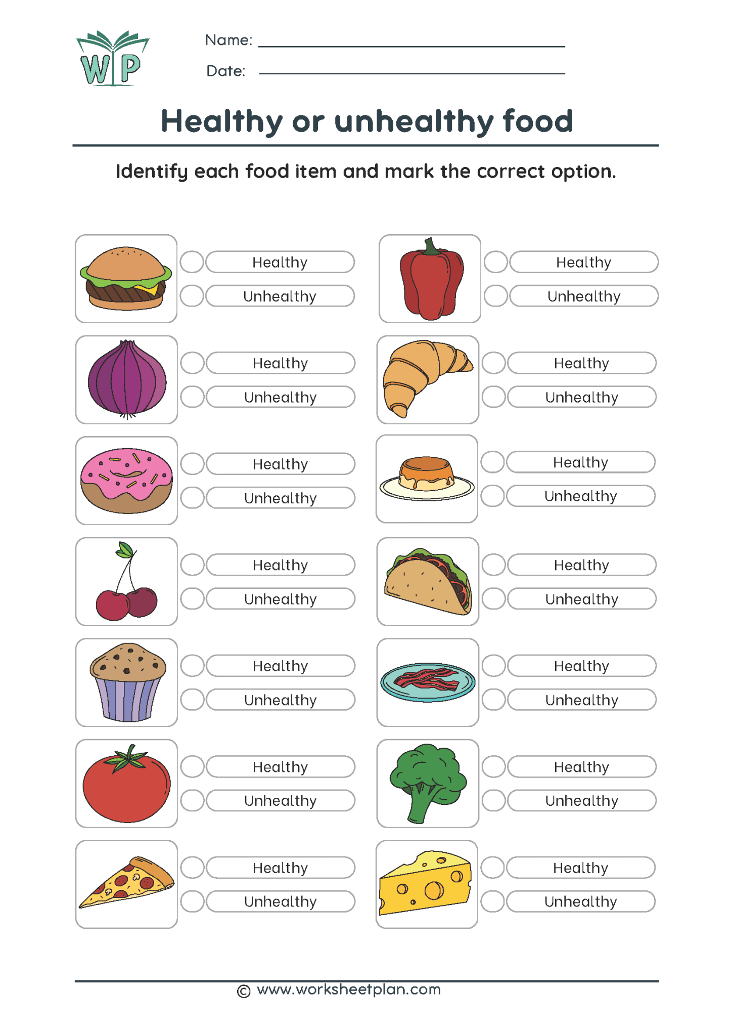 Kindergarten Foods Worksheets » Worksheet Plan