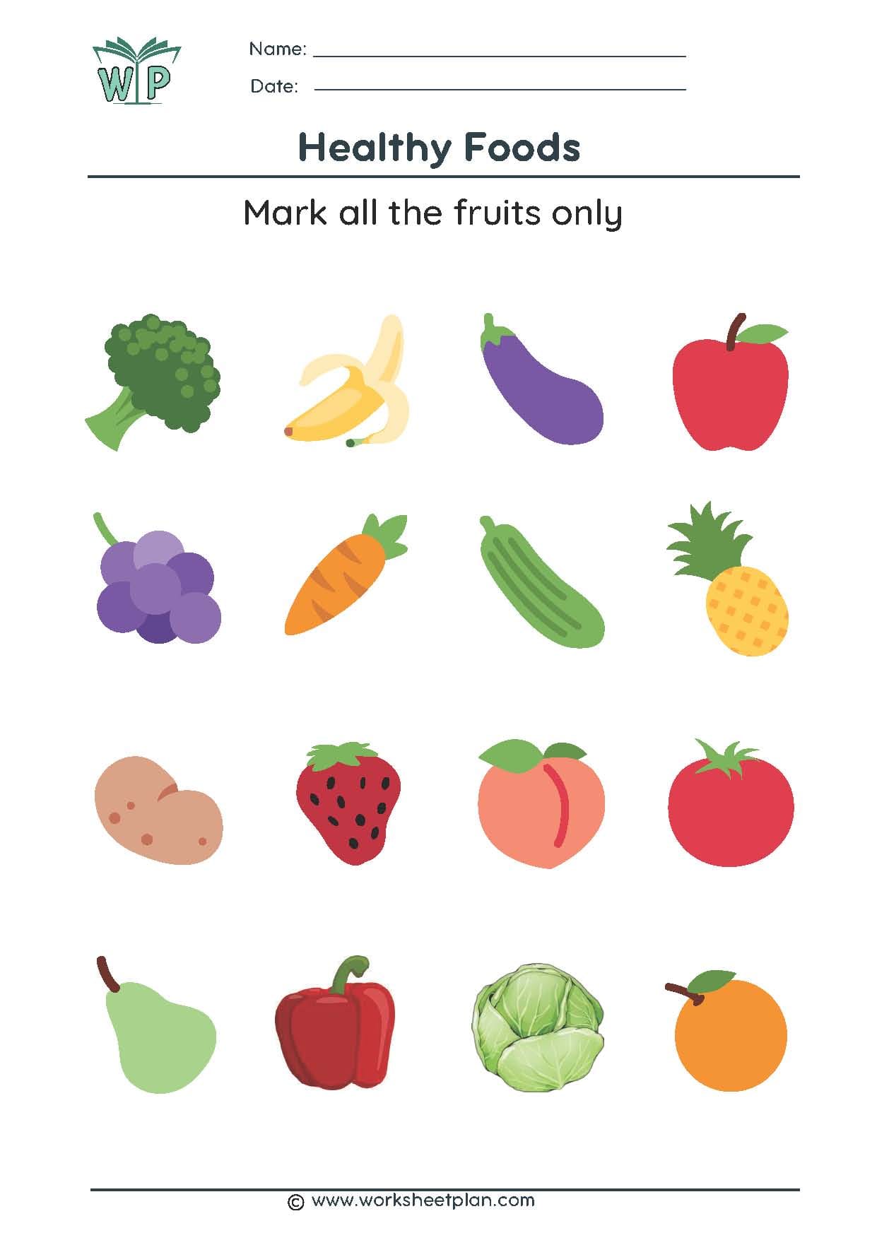 Healthy Foods » Worksheet Plan