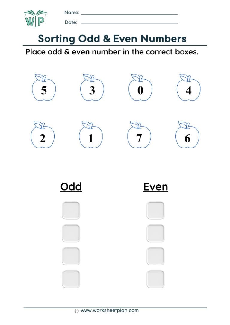 Sorting Odd and Even Numbers » Worksheet Plan