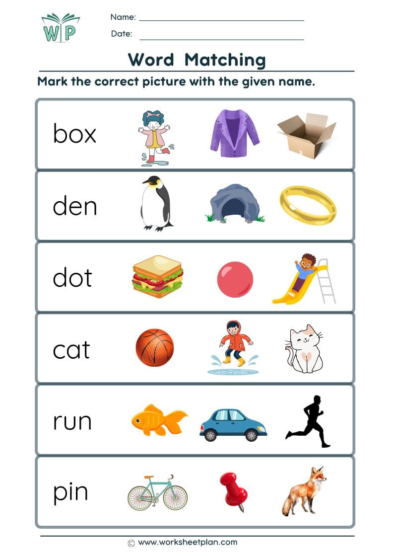 Matching Words » Worksheet Plan
