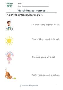 Matching Sentences Worksheets » Worksheet Plan