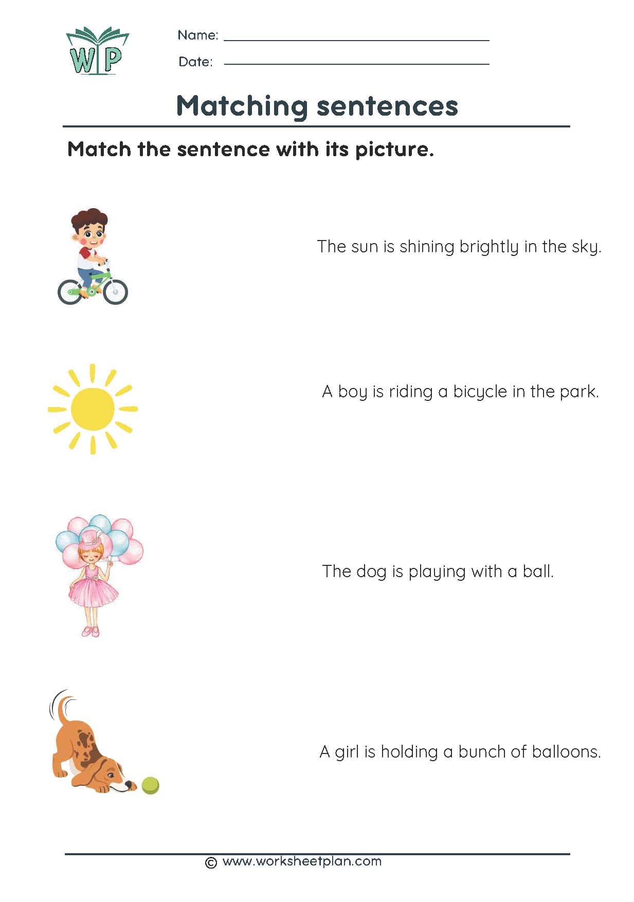 Matching Sentences » Worksheet Plan